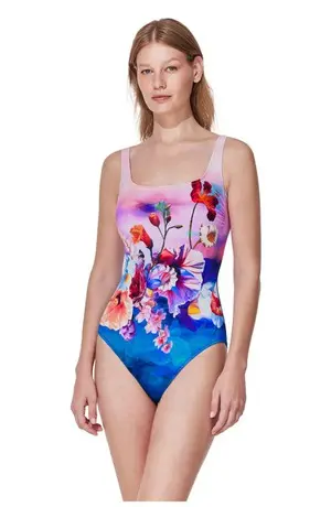 GOTTEX Square Neck One Piece - The-sea-multi