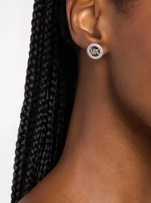 Michael Kors Small Pavé Logo Charm Two-tone Stud Earrings