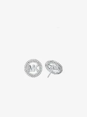 Michael Kors Small Pavé Logo Charm Two-tone Stud Earrings