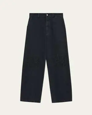 Loewe Tonal Anagram Baggy Wide-leg Jeans - Black