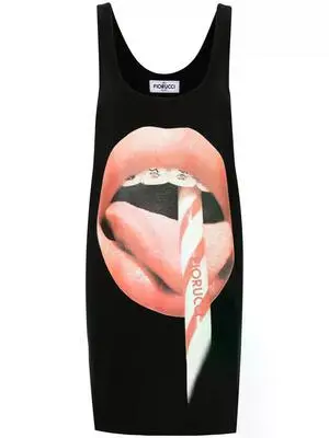 Fiorucci Graphic-print Mini Dress - Black