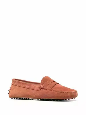 TOD'S Almond Toe Suede Loafers - Orange