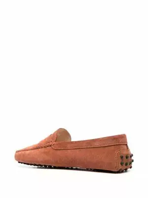 TOD'S Almond Toe Suede Loafers - Orange