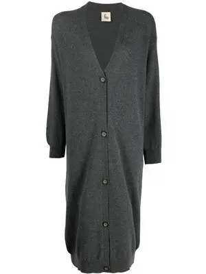 PAULA V-neck Cashmere Cardigan Coat - Grey