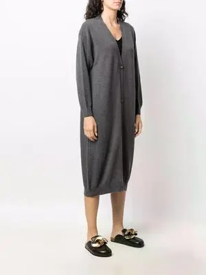 PAULA V-neck Cashmere Cardigan Coat - Grey