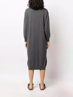 PAULA V-neck Cashmere Cardigan Coat - Grey