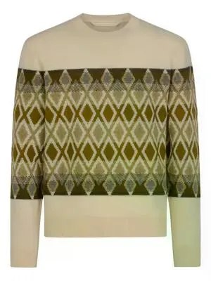 Moncler Rhombus-pattern Wool Sweater - Neutrals