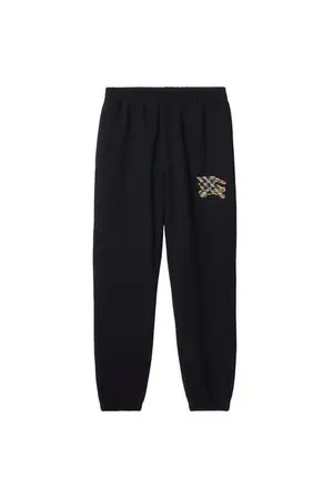 Burberry Ekd Check Cotton Jogging Pants - Black