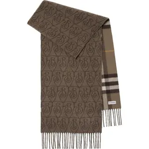 Burberry Reversible B Shield Cashmere Scarf - Vole Brown