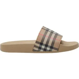 Burberry Check Slides - Archive Beige