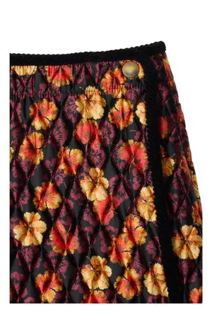 Burberry Geranium Leaf Quilted Nylon A-line Skirt