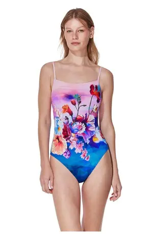 GOTTEX Under The Sea Underwire Square Neck One Piece - Multi