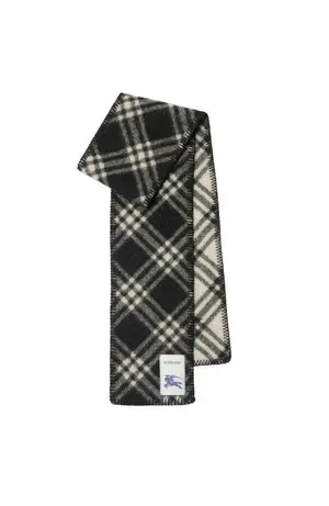 Burberry Narrow Check Wool Scarf - Black