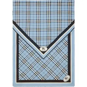 Burberry Check Knight Stamp Silk Scarf - Bank Blue