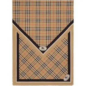 Burberry Check Knight Stamp Silk Scarf - Sand Beige