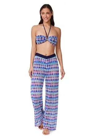 GOTTEX Retro Riviera Netted Crochet Beach Pant Cover-up - Blue-multi