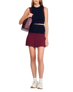 Sandro Short Two-tone Knit Skirt