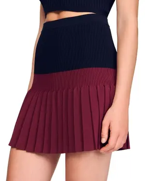 Sandro Short Two-tone Knit Skirt