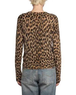 Zadig&Voltaire Manala Cp Print Leo Cashmere Cardigan - Daim