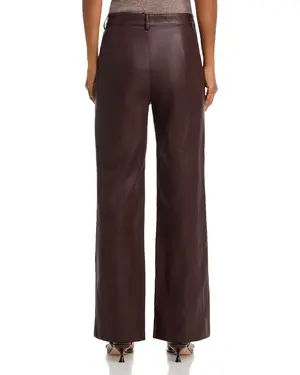 Aqua Faux Leather Flared Pants - Brown