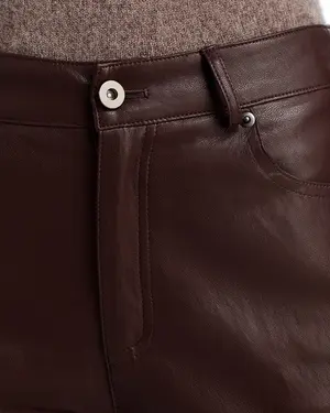 Aqua Faux Leather Flared Pants - Brown