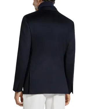 Zegna Oasi Cashmere Jacket With Knit Bib - Navy Blue