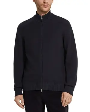 Zegna Cashmere & Silk Melange Cardigan - Navy Blue Mélange