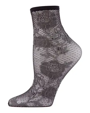 Natori Chantilly Sheer Shortie Socks - Gray