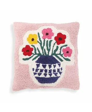 TOV FURNITURE Blossom Tufted Cotton 20 Inch Square Accent Pillow - Pink/multicolor