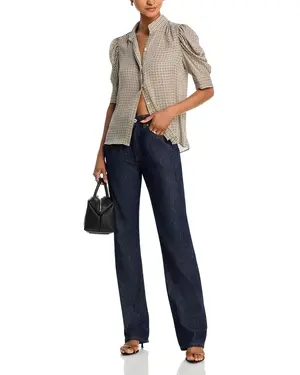 FRAME The Gillian Silk Top - Houndstooth
