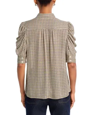 FRAME The Gillian Silk Top - Houndstooth