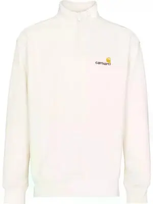 Carhartt Work In Progress Logo-embroidered Half-zip Sweatshirt - White