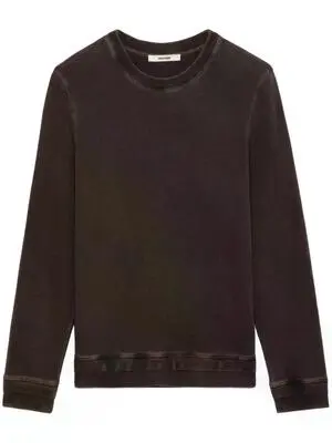 Zadig&Voltaire Chevron-embroidered Organic-cotton Sweatshirt - Brown
