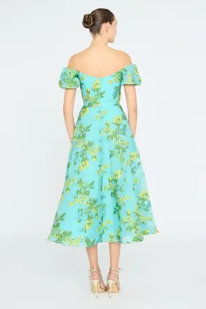 Theia Alanis Off-shoulder A-line Dress