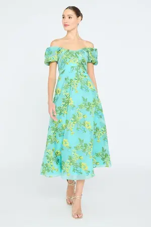 Theia Alanis Off-shoulder A-line Dress
