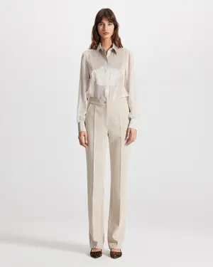 THEO THE LABEL Daphne High-waist Straight Leg Pants - Stone