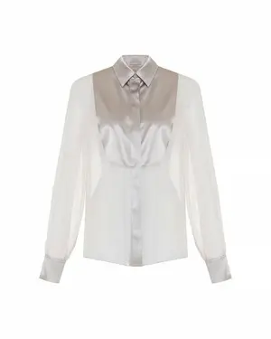 THEO THE LABEL Idalia Plasteron Chiffon Blouse