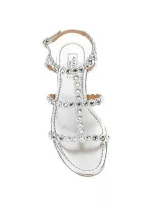 AQUAZZURA Crystal Embellished Flat Sandals