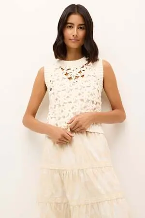 MARIE OLIVER Cropped Shell Top - Ecru