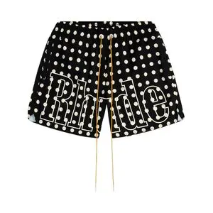 Rhude Logo Polka Dot Swim Shorts - Black