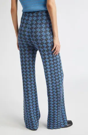 YANYAN Basket Argyle Drapey Wool Straight Leg Pants