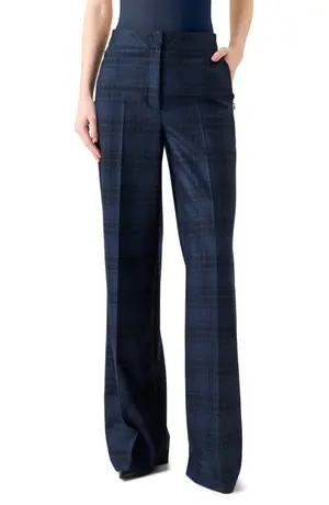 Akris Check Wool Flannel Pants