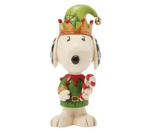 JIM SHORE Peanuts Snoopy Christmas Elf Mini Igurine - One-color