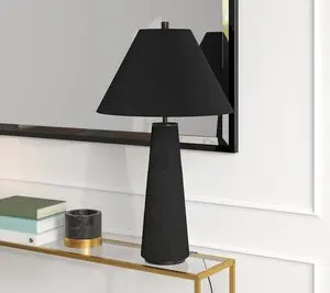 HUDSON&CANAL Ingall Monochrome Table Lamp With Abric Shade - One-color