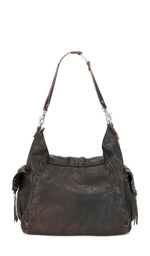 Free People X We The Free Leigh Distressed Hobo Bag - Chocolate