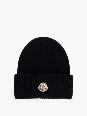 Moncler Wool And Cashmere Beanie Hat - Black