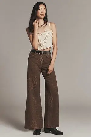 PILCRO Adi Leopard Mid-rise Flare Jeans
