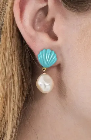 JENNIFER BEHR Nori Shell & Faux-pearl Drop Earrings