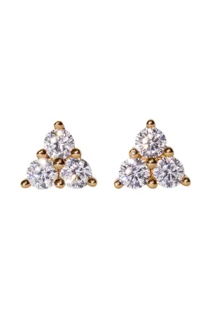 AURATE Lab Grown Sapphire Trinity Stud Earrings - Vermeil /yellow