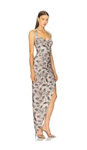 Norma Kamali Cayla Side Drape Gown - Fall Flowers
